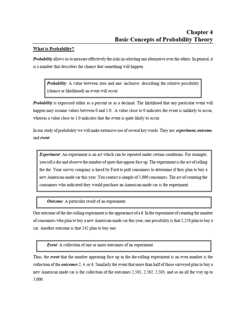 Chapter04 Probability | PDF | Probability | Experiment