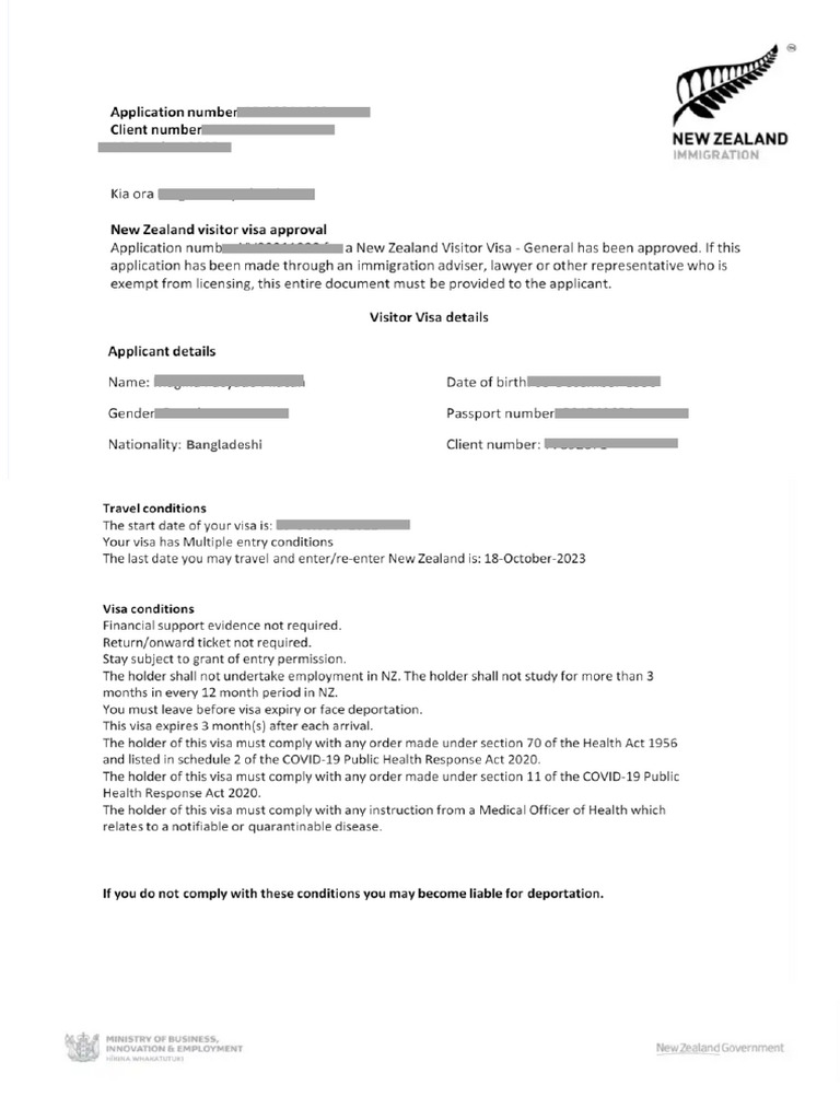 Newzealand Work Visa Approval | PDF