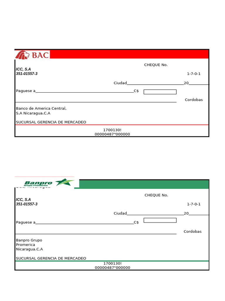 Formato de Cheque | PDF