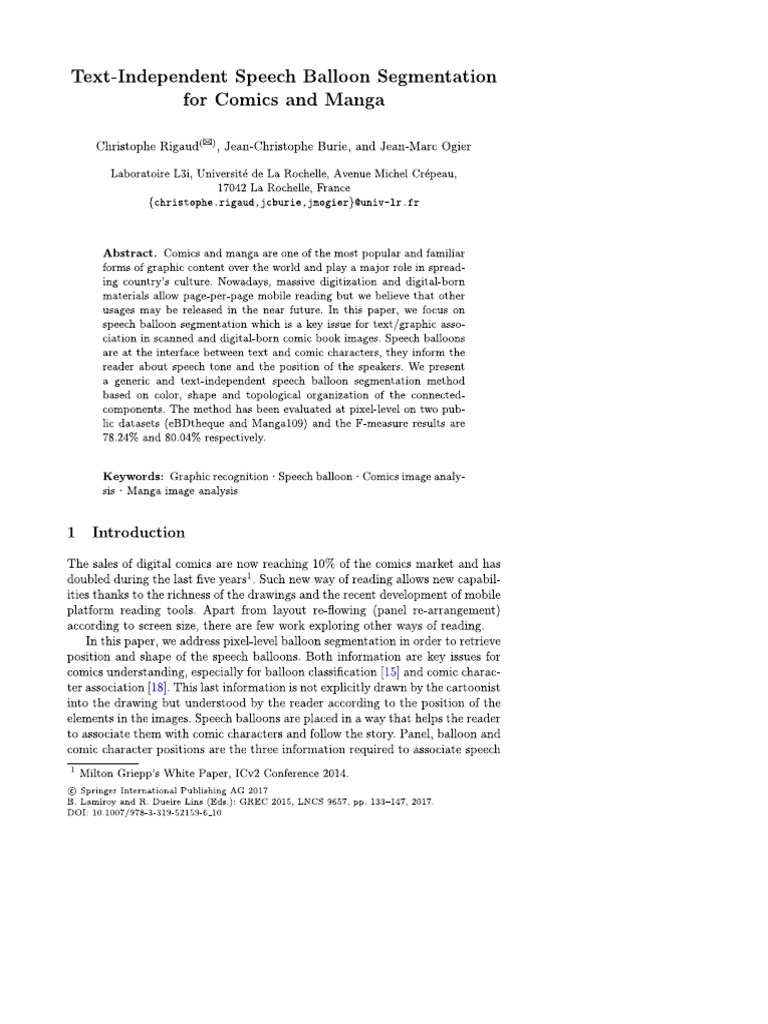 Text Independent Speech Balloon Segmentation | PDF