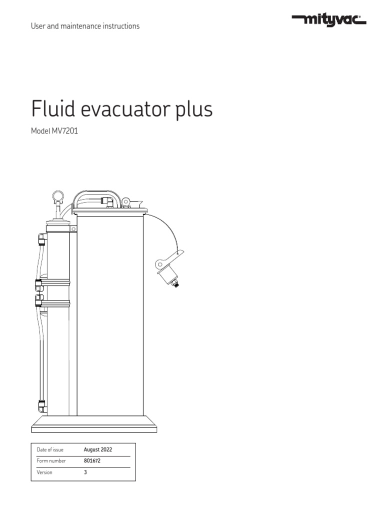 MV7201 Fluid Evacuator User Manual | PDF | Pump | Mechanical Engineering