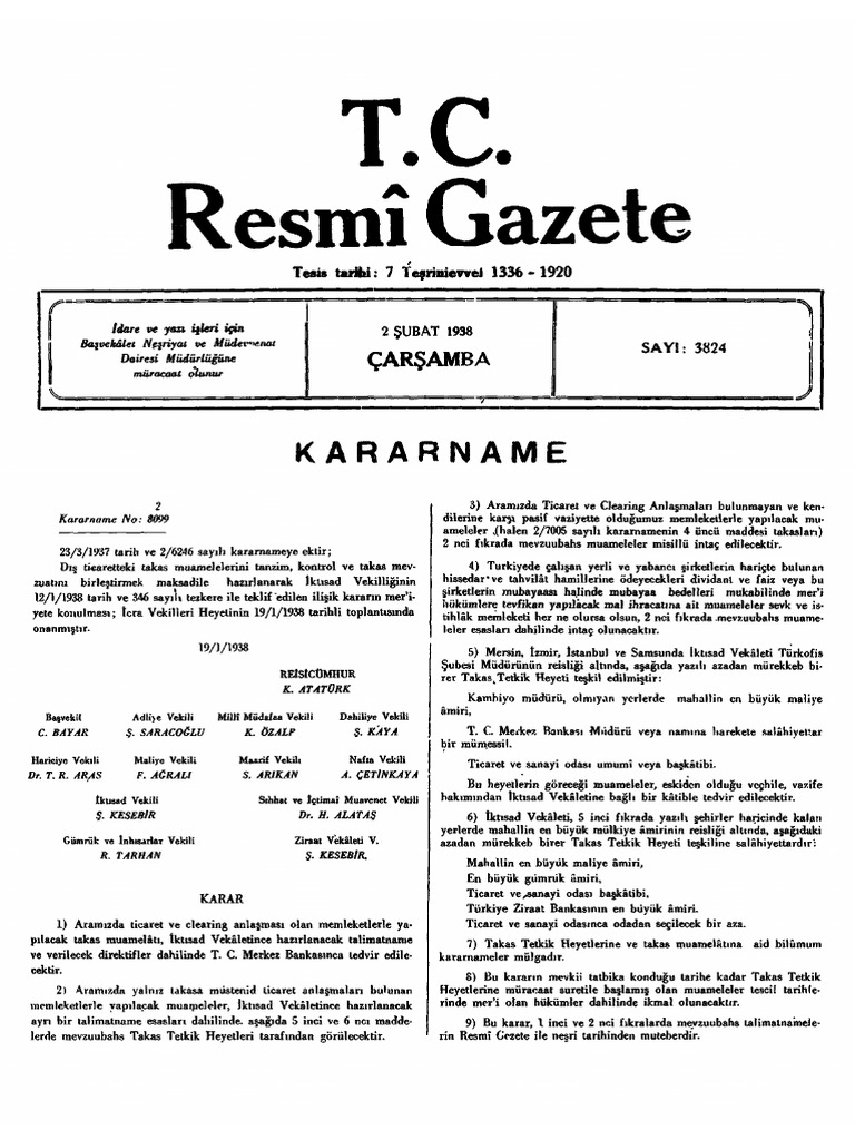 T.C. Resmî Gazete: Kararname | PDF