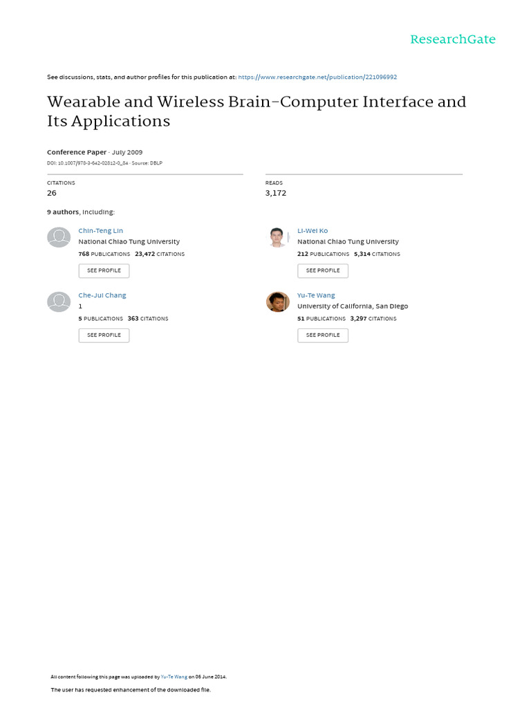 Wearable and Wireless Brain-Computer Interface and | PDF ...