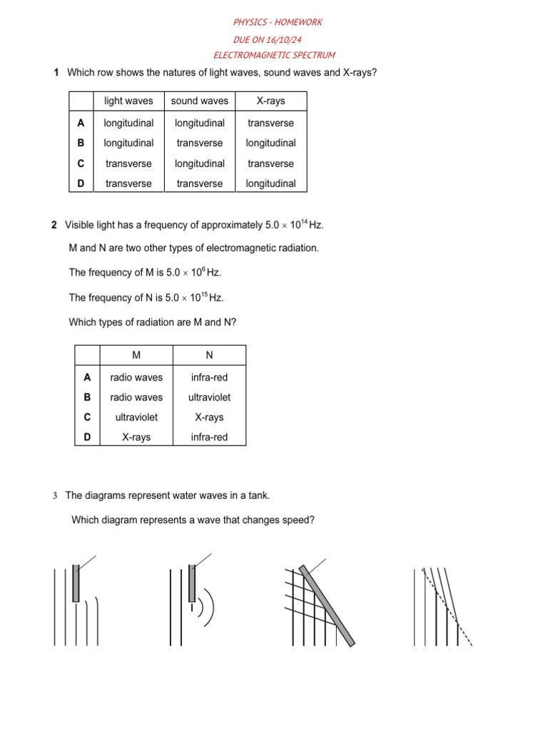 Electromagnetic Homework | PDF | Waves | Electromagnetic Radiation