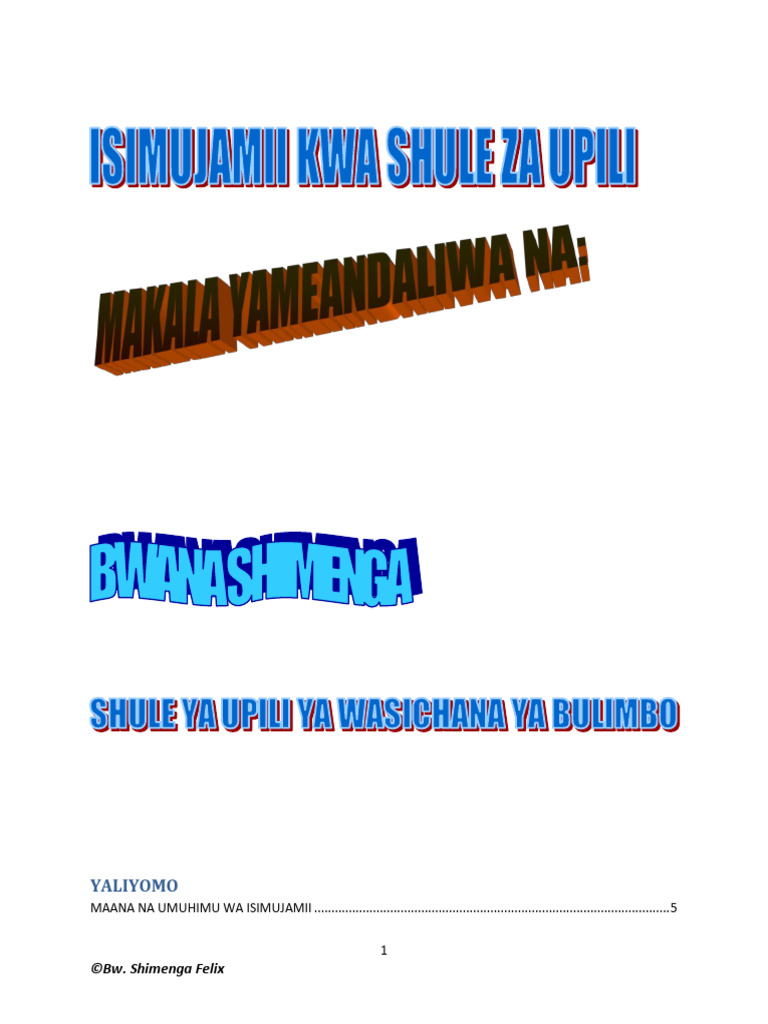 ISIMUJAMII NOTES | PDF