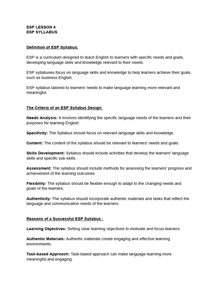 ESP Lesson 4 | PDF