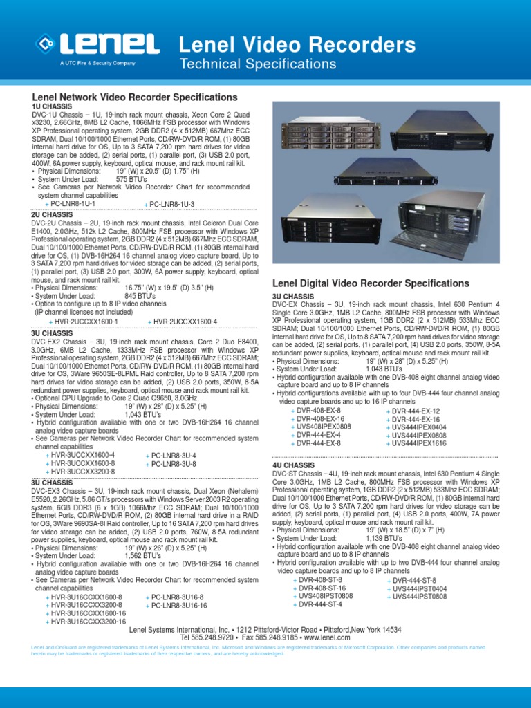 HW LNVR-LDVR Technical Specifications 1209 | PDF | Video | Hard Disk Drive