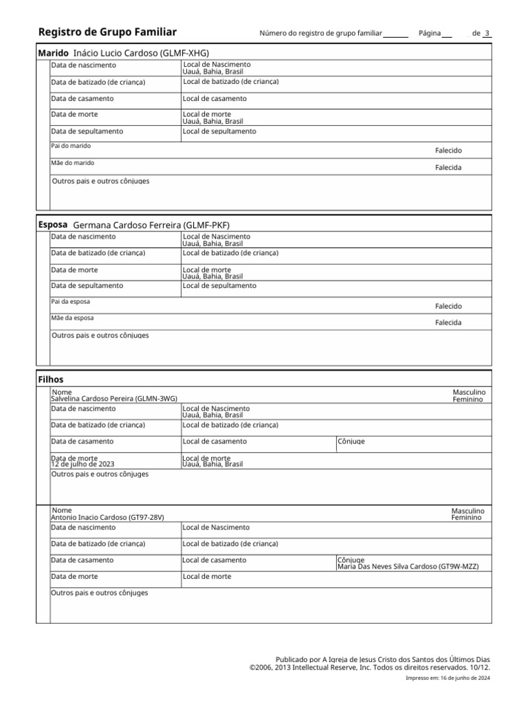 FamilySearch 20240616 01 | PDF | Casamento | Batismo
