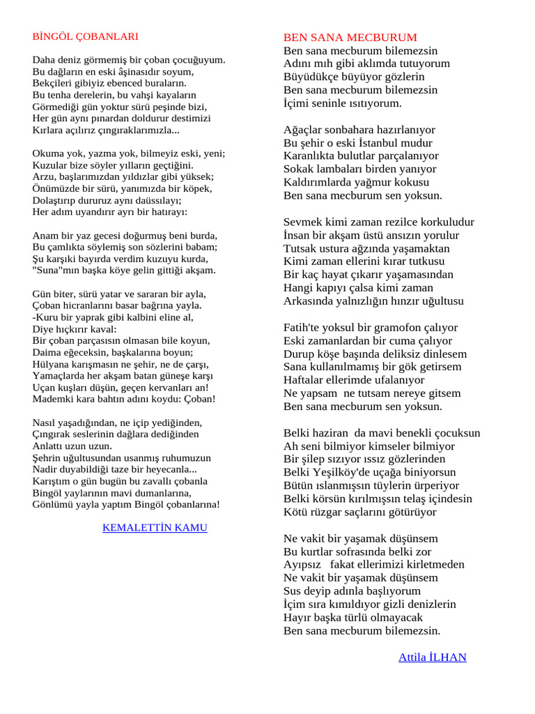 9.sınıf Şiirler (5 Şiir) | PDF