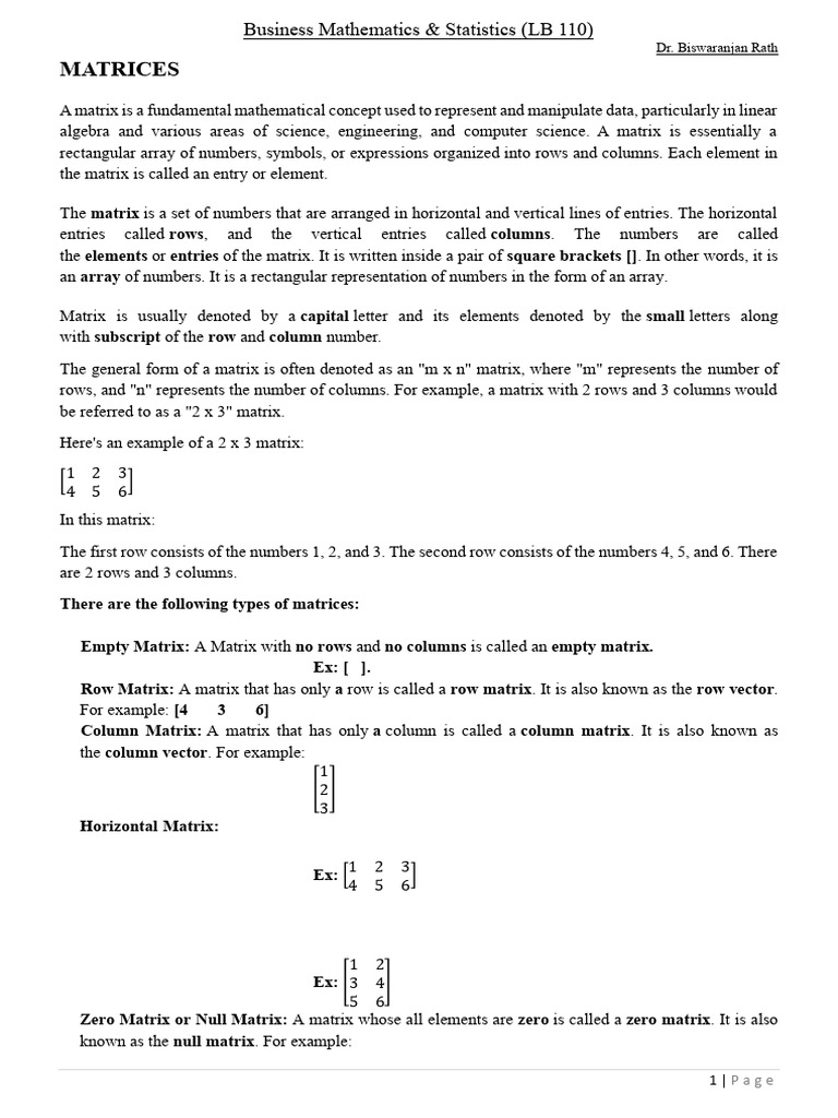 Unit 1 - Matrix & Determinant | PDF | Matrix (Mathematics) | Determinant Unit 1 - Matrix & Determinant | PDF | Matrix (Mathematics) | Determinant