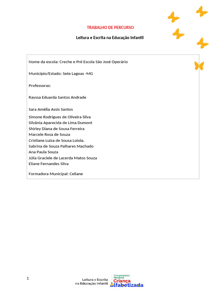 Trabalho de Percurso LEEI PARTE 1 | PDF | Pedagogia | Pré-escola