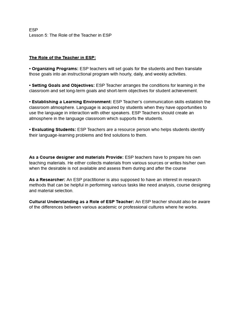 ESP Lesson 5 | PDF