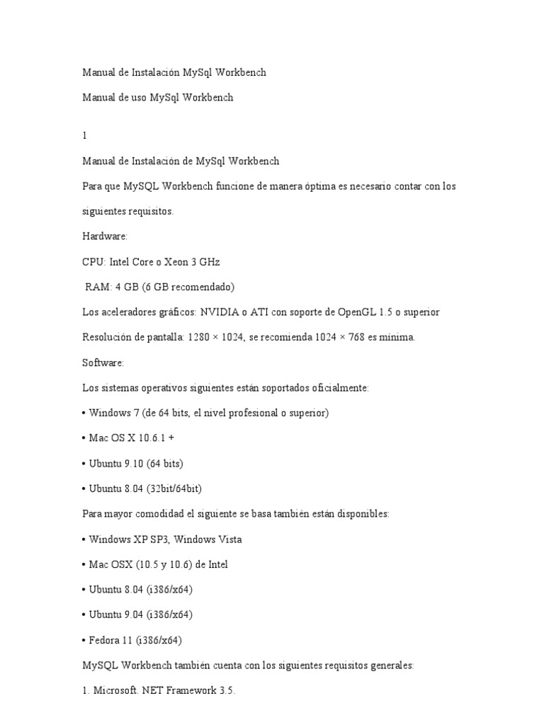 Manual de Instalacion MySql Workbench | PDF | Mac OS | Computación de ...