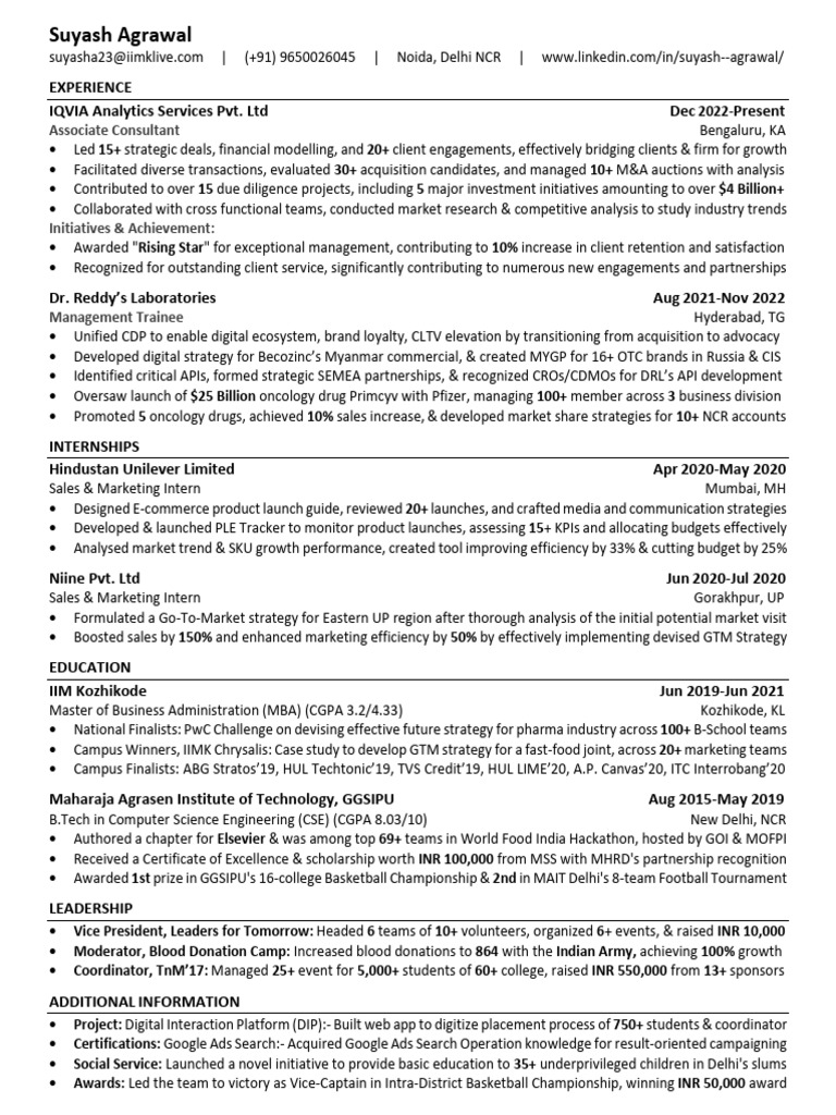 Suyash_Resume (1)-1 | PDF | Business | Business Economics