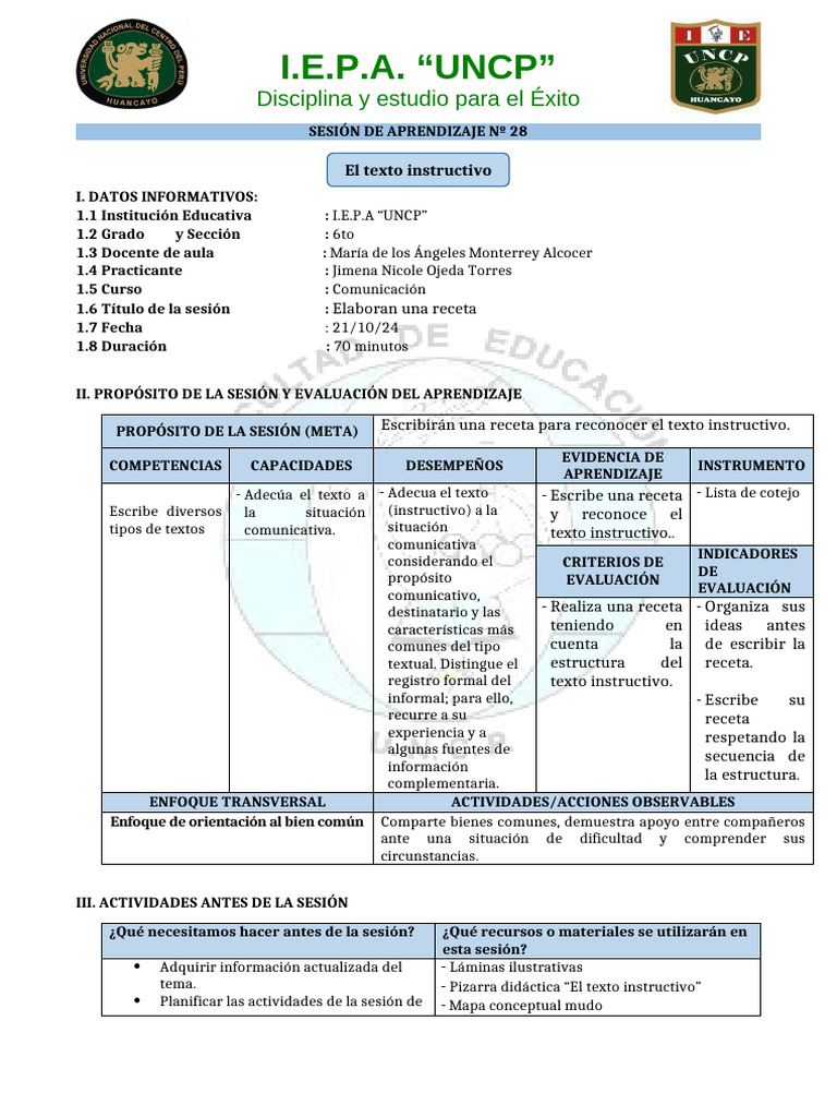 Sesi Texto Instructivo 28 | PDF | Evaluación | Aprendizaje
