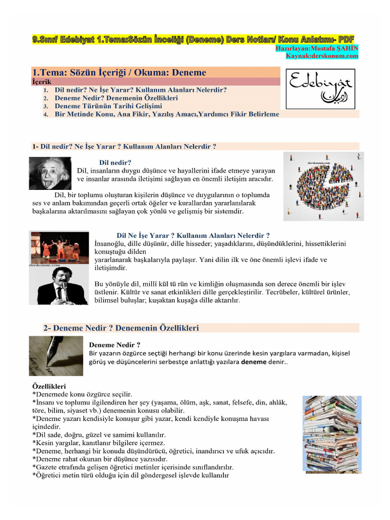 9 Tde Sözün Inceliği-Deneme-Derskonum - Musti-Sahin | PDF