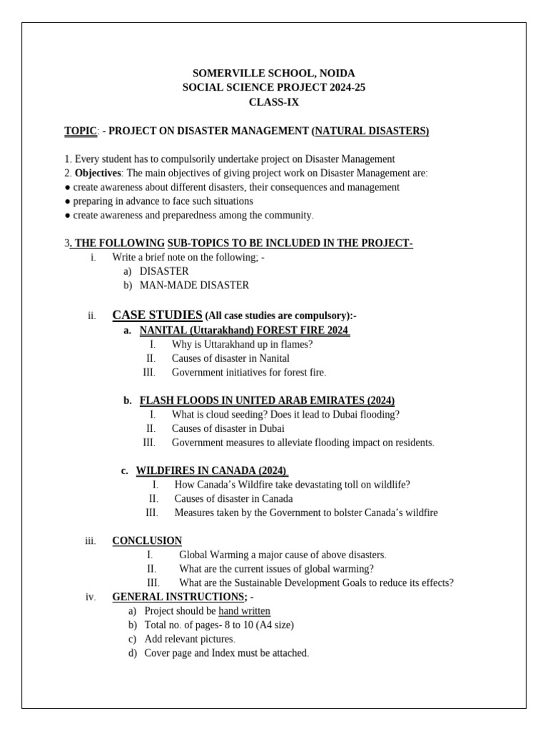 Disaster Management Project 2024-2025 | PDF