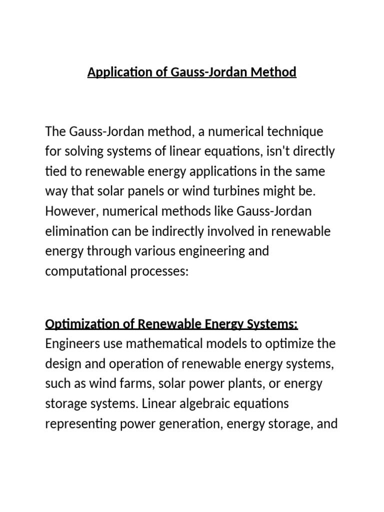 Application of Gauss-Jordan Method | PDF | Science & Mathematics ...