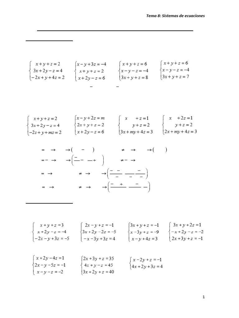 Ejercicios Tema8-Sistemas de Ecuaciones | PDF | Ecuaciones