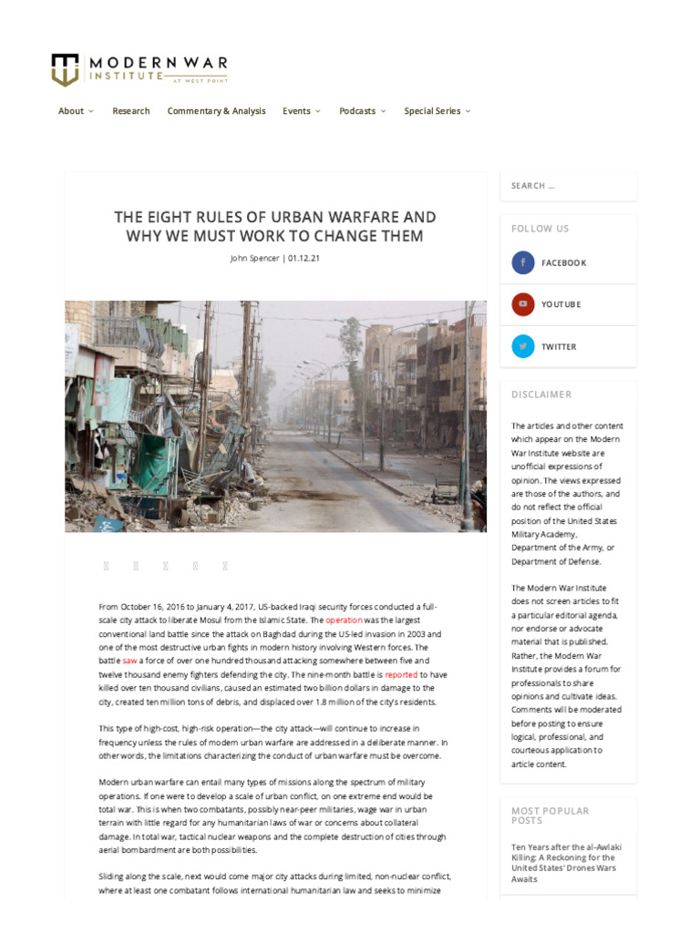 The Eight Rules of Urban Warfare and Why We Must Work To Change Them ...