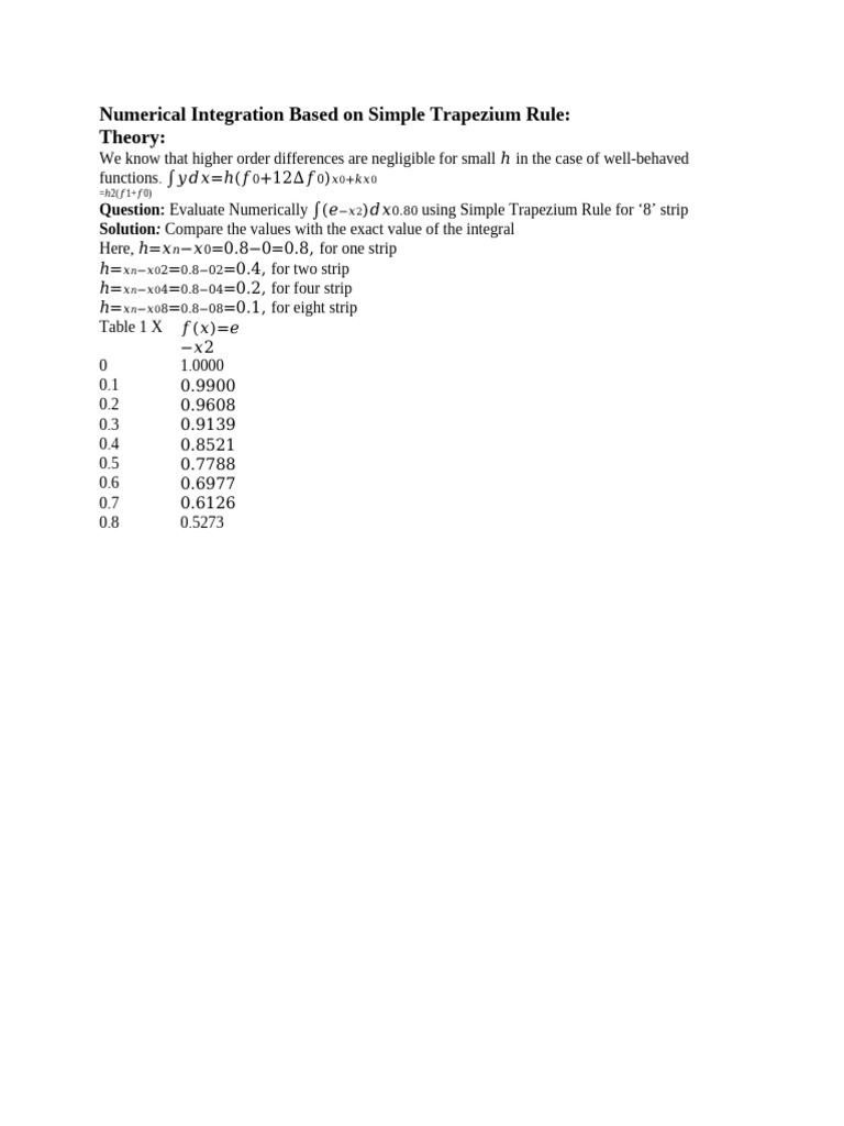 Numerical Integration Based On Simple Trapezium Rule | PDF | Teaching ... Numerical Integration Based On Simple Trapezium Rule | PDF | Teaching ...
