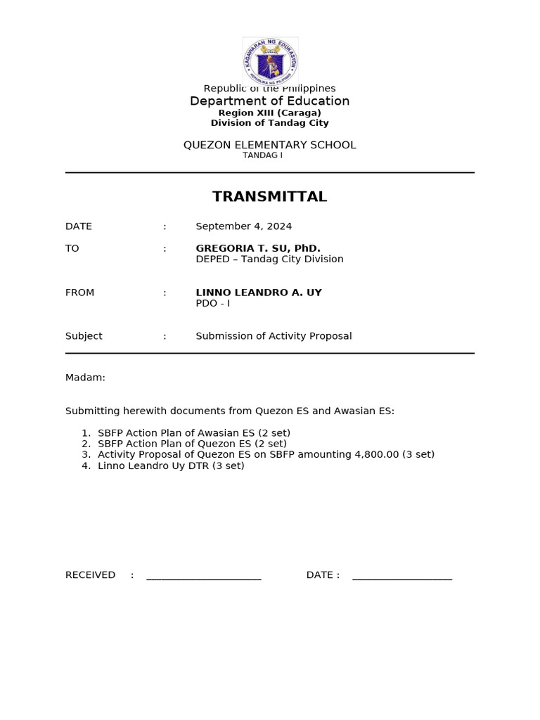 Transmittal New 2024 Deped Nxvu3sp0012090c85c7600 | PDF | Social ...