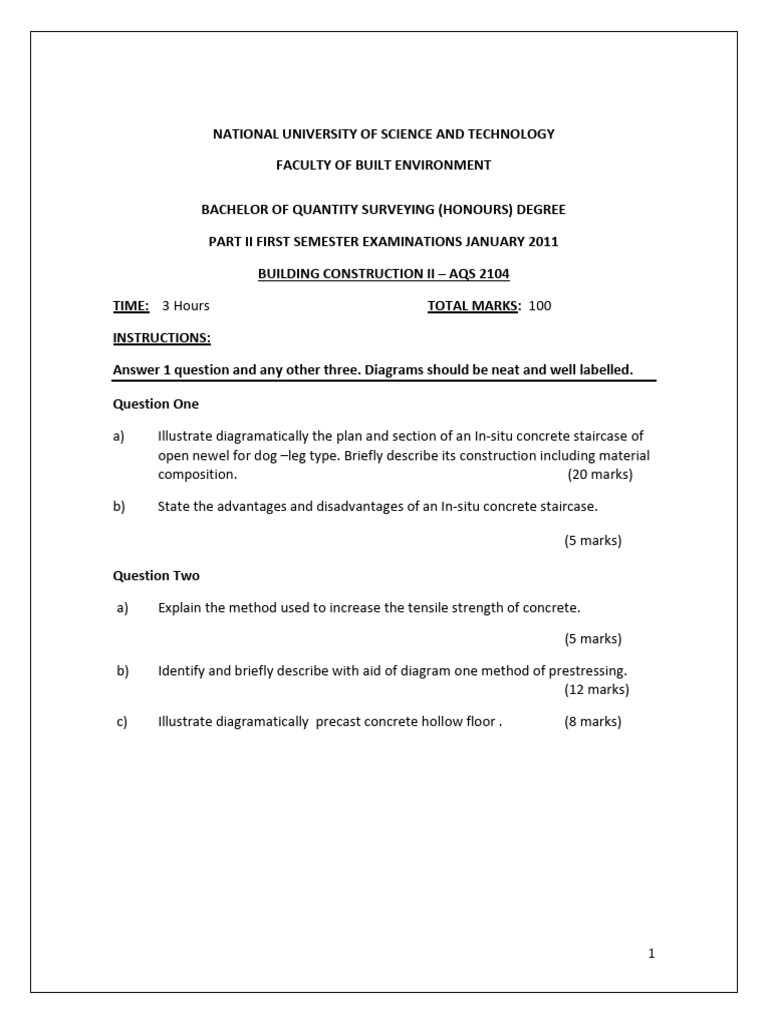 AQS2104201101 Building Construction II | PDF | Concrete | Deep Foundation