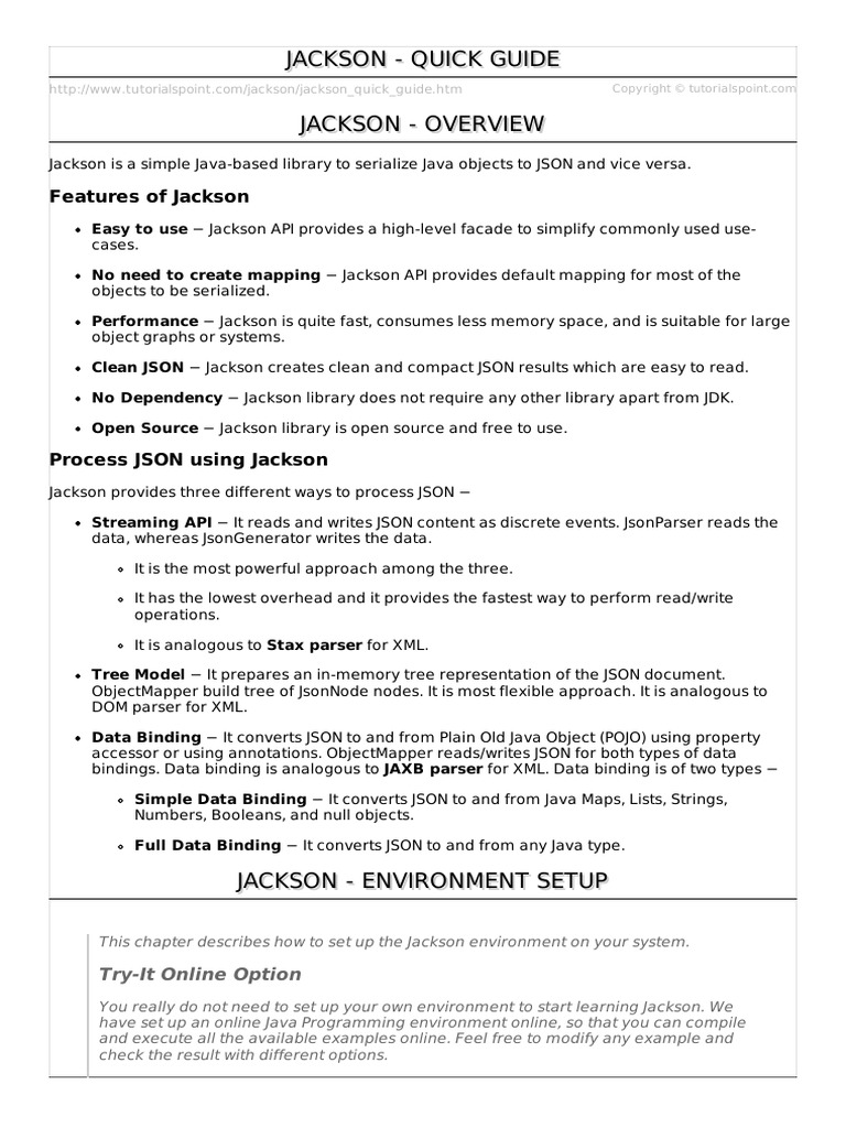 jackson_quick_guide | PDF | Method (Computer Programming) | Constructor ... jackson_quick_guide | PDF | Method (Computer Programming) | Constructor ...