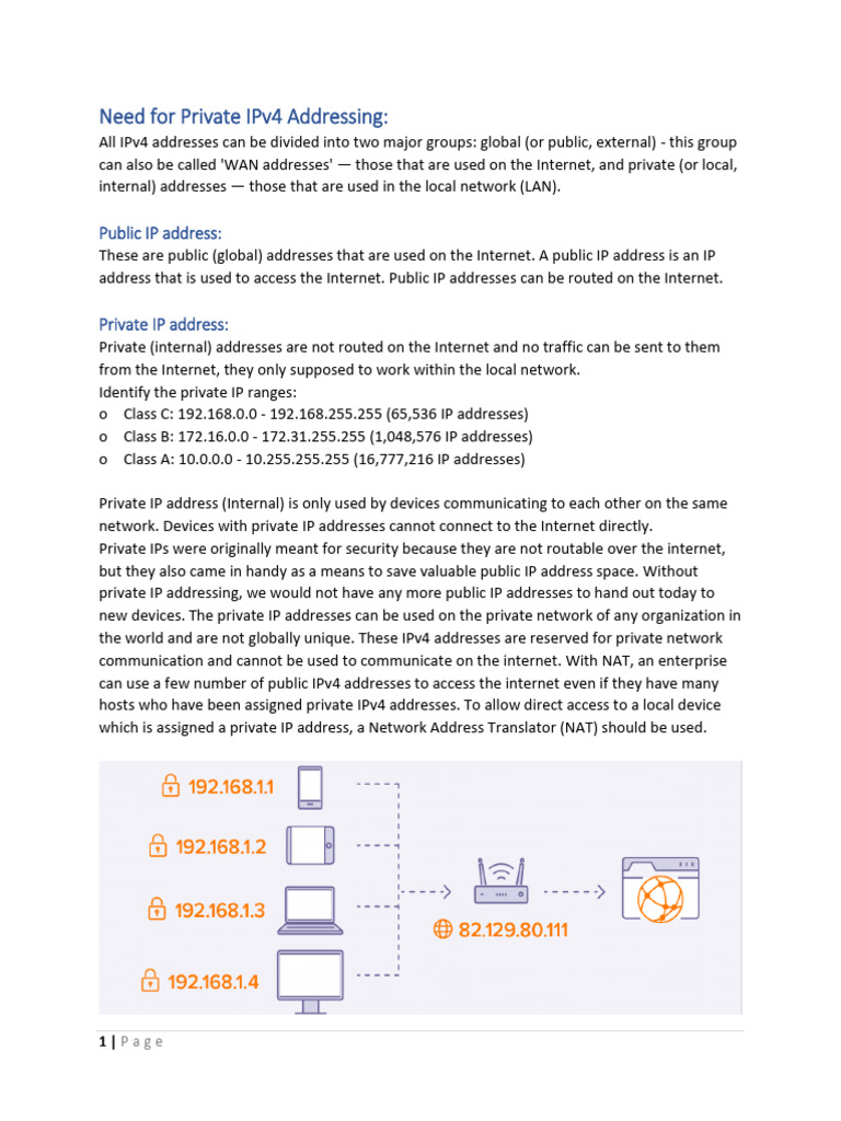 Private IPv4 Addressing Explained | PDF