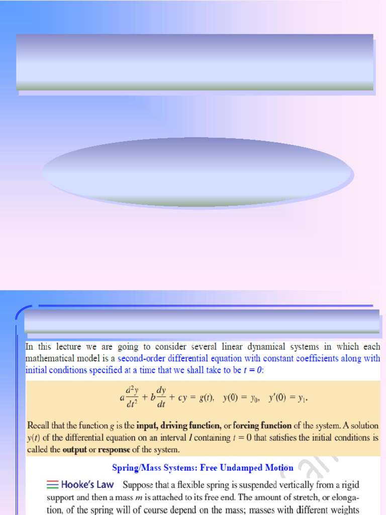 Lecture-11 Second-Order Linear ODEs-Modelling Mass-Spring System ...