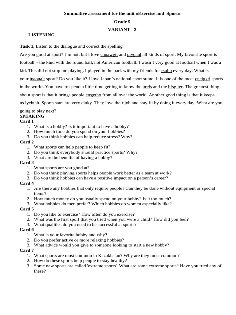 Sor 2 - 9 GR - Var - 2 - Learner - Term - 1 | PDF | Sports & Recreation