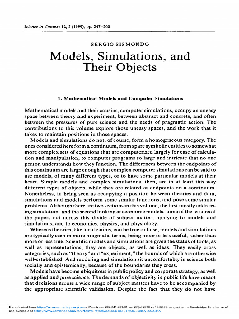 Div Class Title Models Simulations and Their Objects Div | PDF | Theory | Simulation