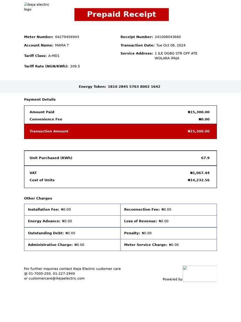 Transaction Receipt 20241008162500001AIP | PDF