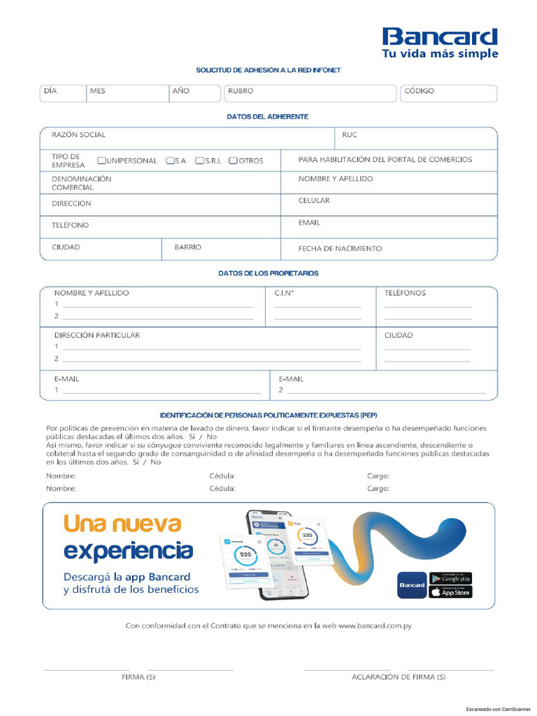 Formulario de Adhesión | PDF