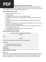 Notice Writing For Class 8 CBSE Format, Topics Ex 2 | PDF | Mathematics