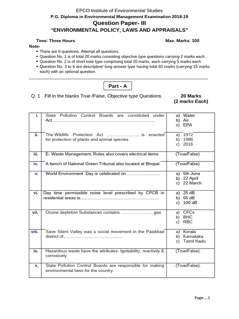 Paper-3 of PGDEM 2018-19 | PDF | Pollution | Waste