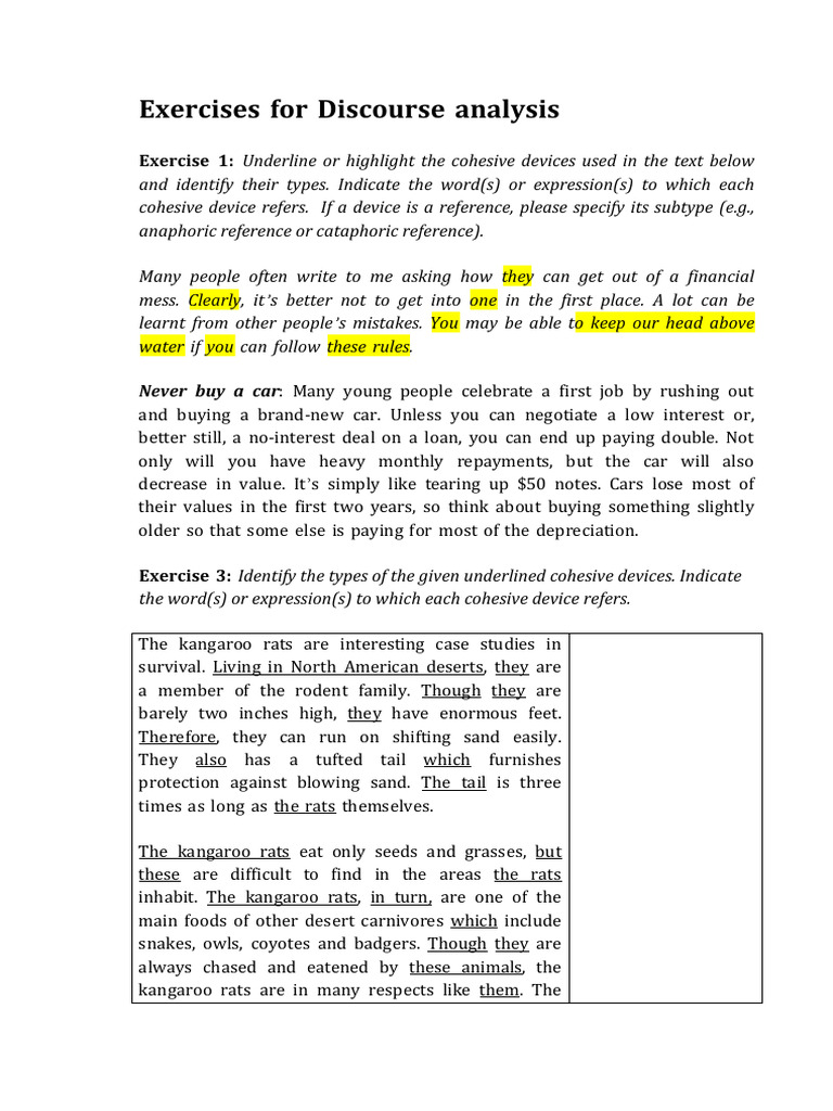 3.Intro-2_Discourse-analysis_Exercises | PDF