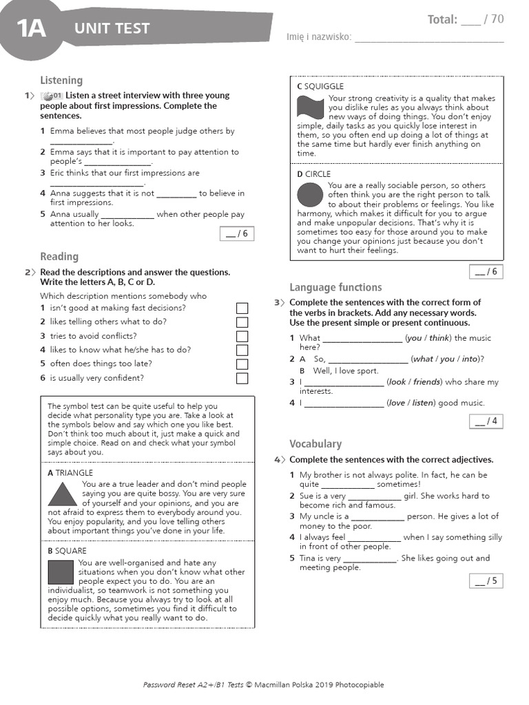 Password Reset A2+ B1 UT 1A | PDF | Human Communication | Grammar