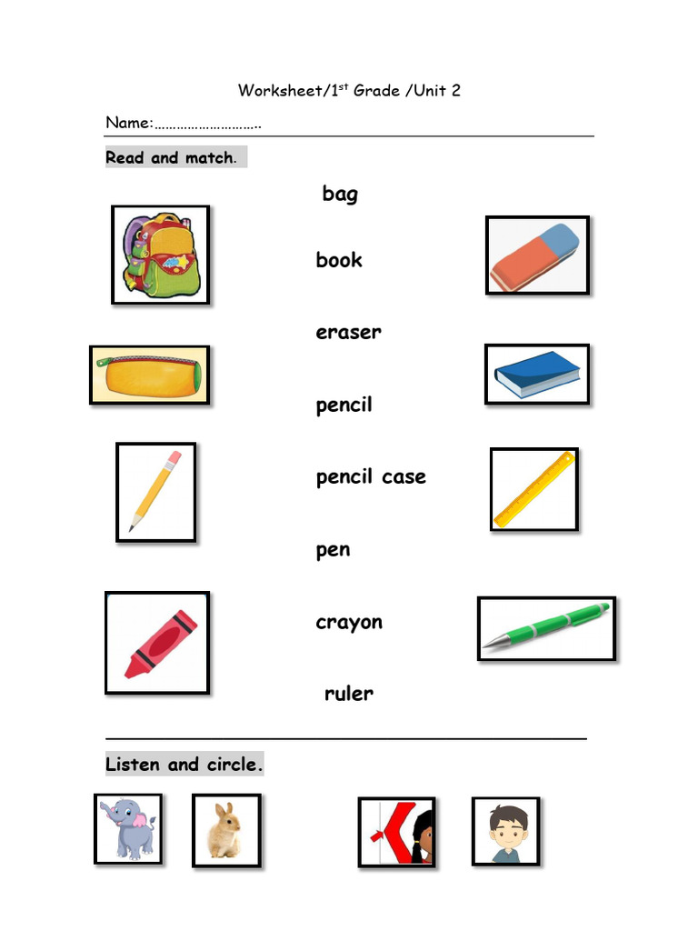 Worksheet^.1st Grade^.Unit 2 | PDF