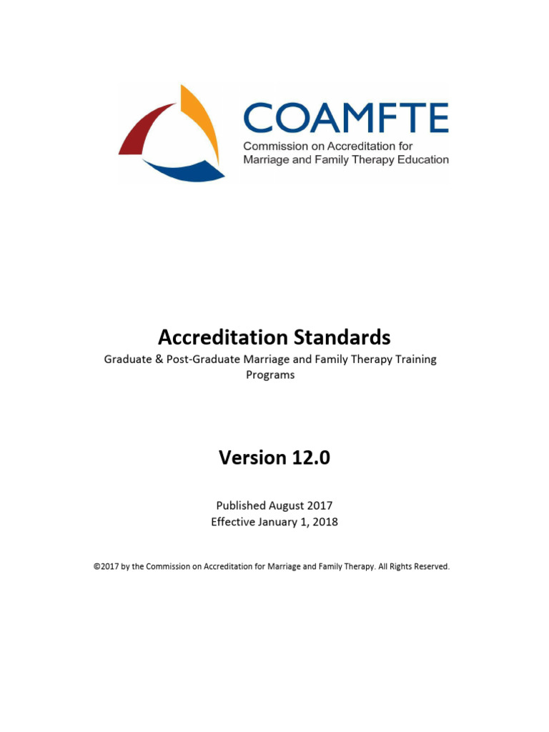 Estándares de Acreditación - 2018 COAMFTE Version 12 May | PDF | Family ...