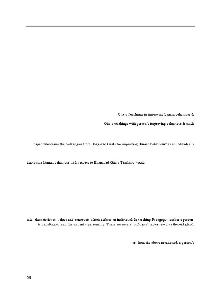 Behaviour Skills Behavior Pdf Bhagavad Gita Psychology