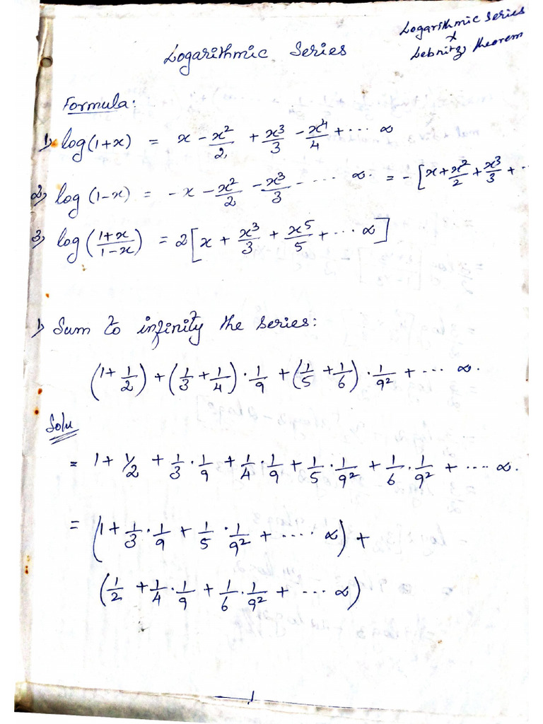 logarithmic series | PDF