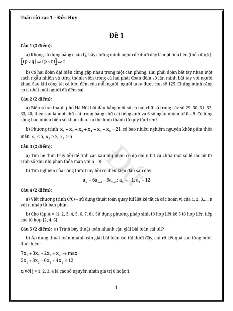 Đề 1 | PDF