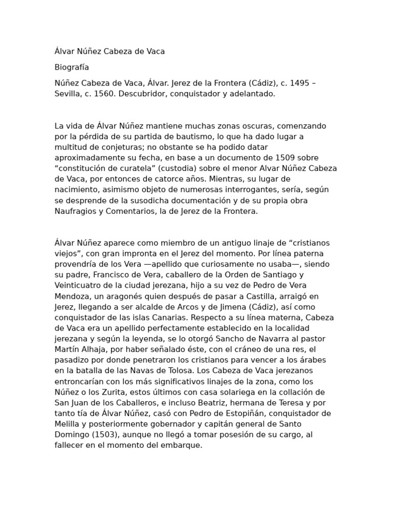 Álvar Núñez Cabeza de Vaca | PDF | Imperio español | Colonización ...