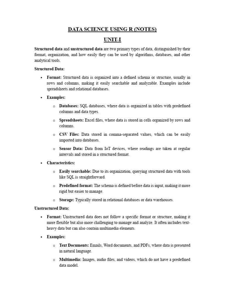 unit 1 R | PDF | Level Of Measurement | Data Analysis