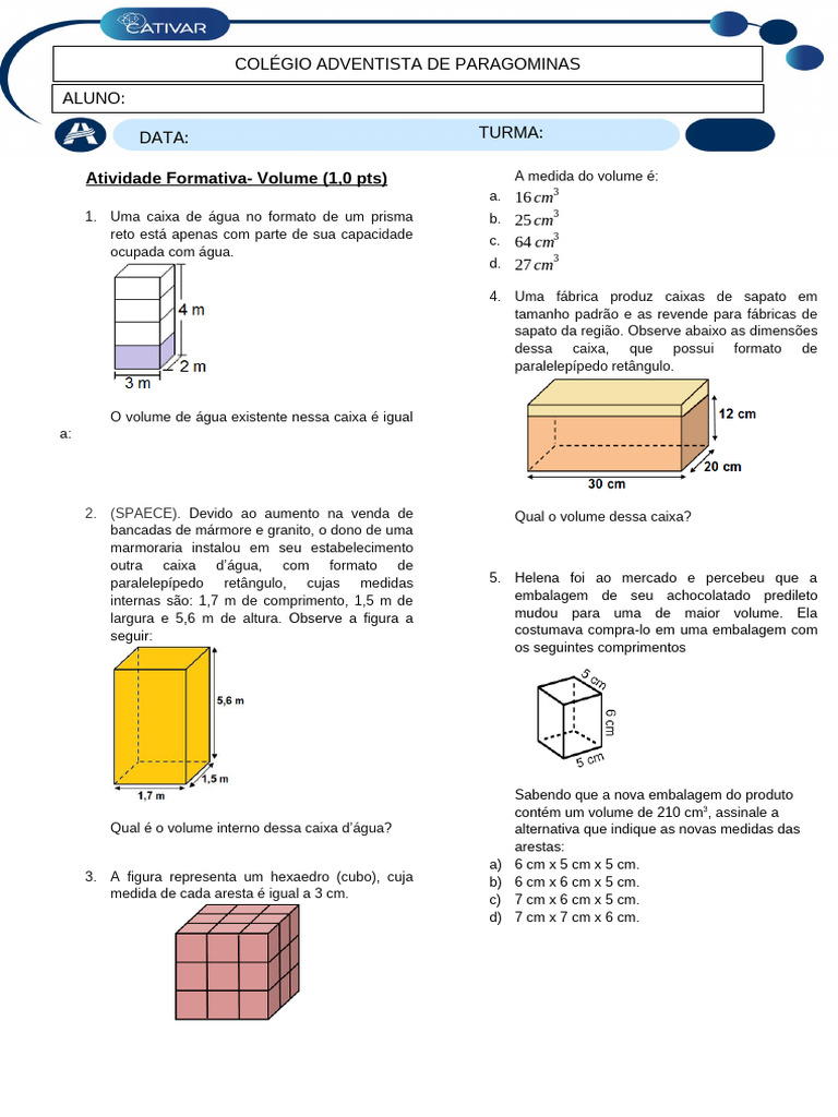 Atividade Formativa de Volume | PDF