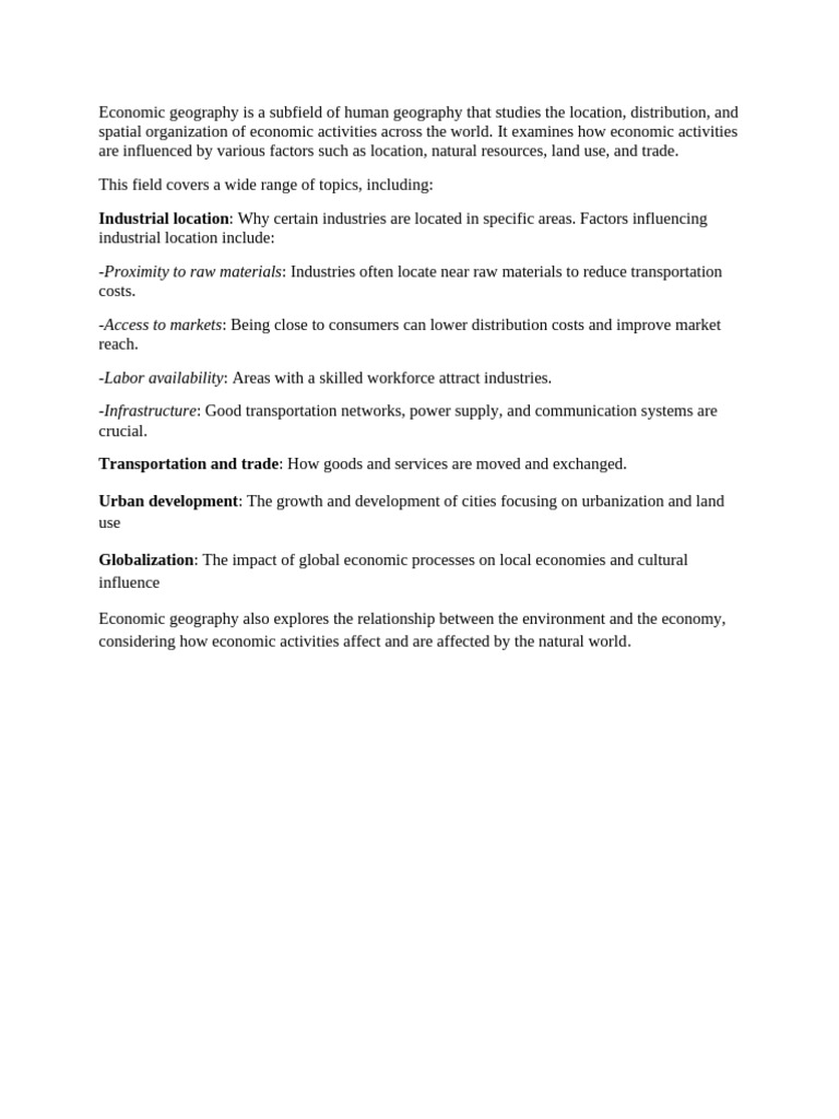 Economic Geography | PDF | Business