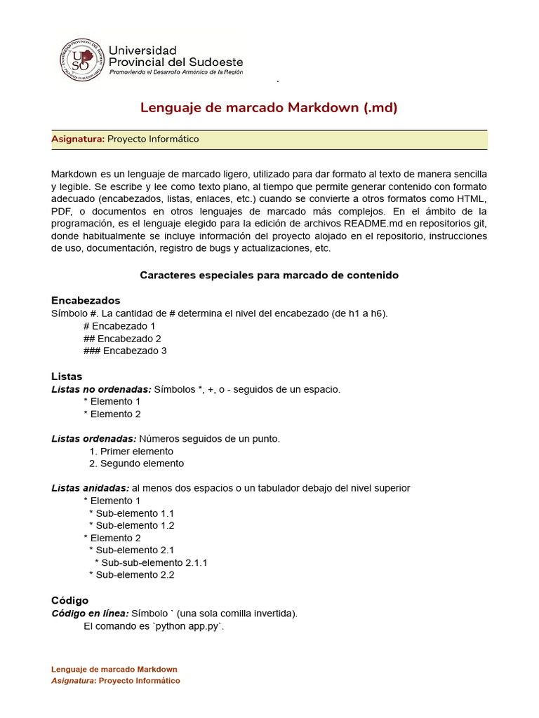 Introducción al Lenguaje Markdown | PDF | Programación de computadoras | Informática