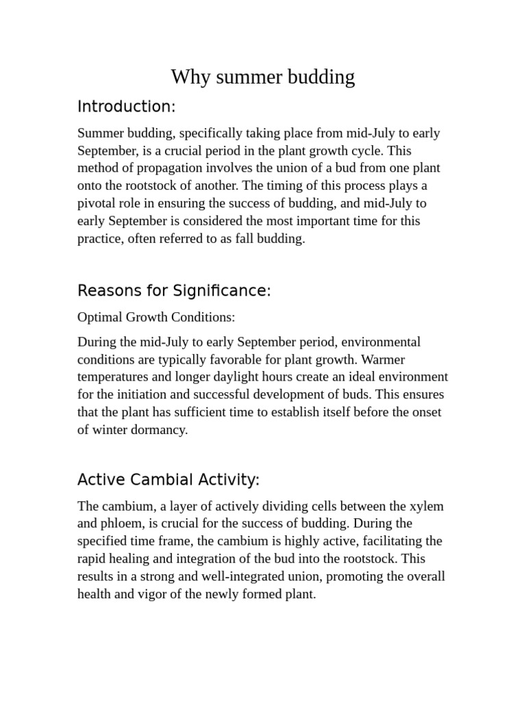Why summer budding | PDF | Botany | Plants Why summer budding | PDF | Botany | Plants