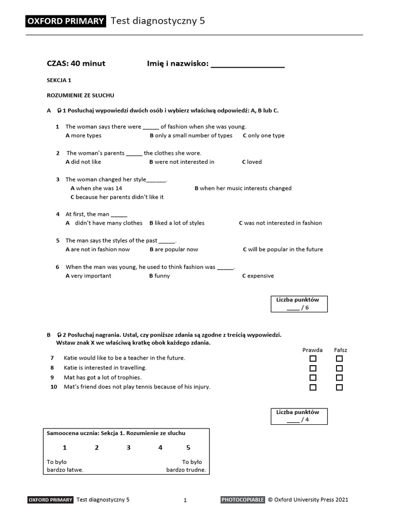 Link VIII Test - Diagnostyczny - 5 | PDF
